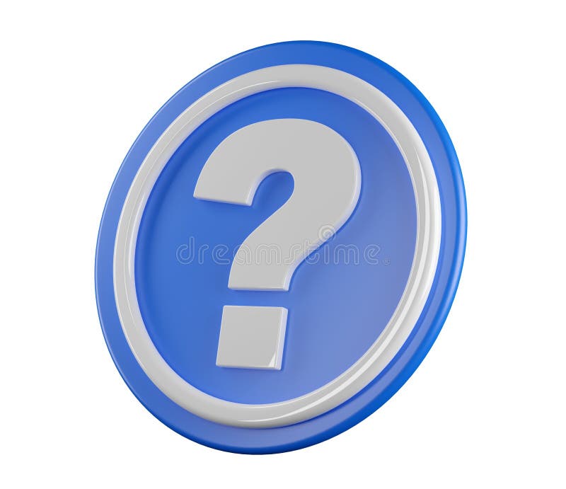 White Question Mark on Blue Round Plaque Isolated on White Background ...