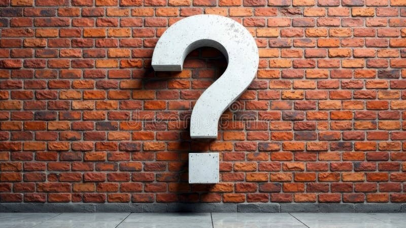 White Question Mark on Brick Wall. Stock Photo - Image of innovative ...