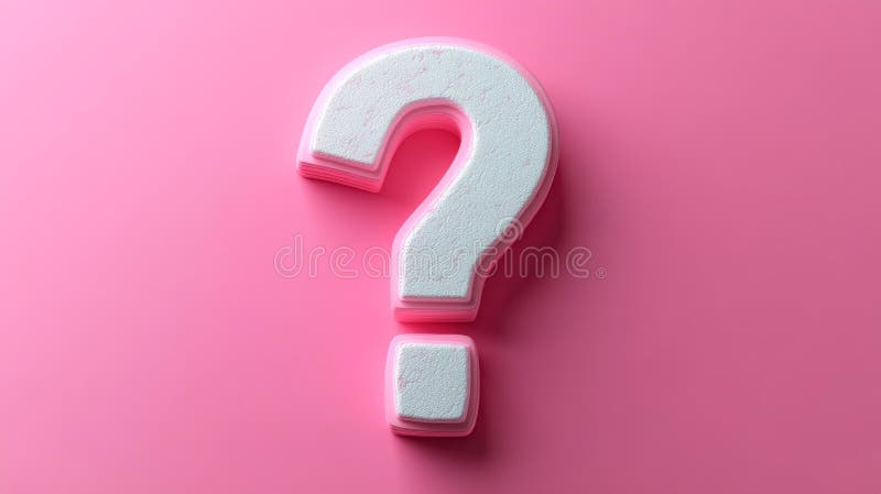 White Question Mark 3D Render on Pink Background Stock Illustration ...