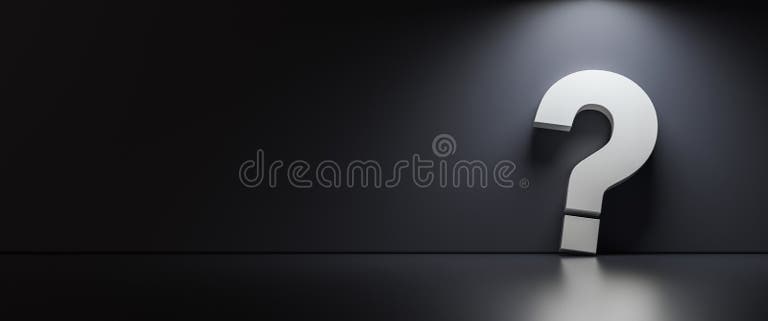 White Question Mark on Dark Gray Background with Empty Copy Space on ...