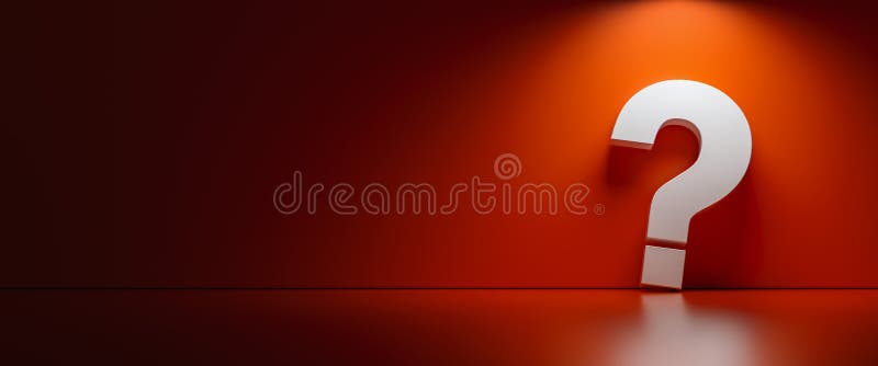 White Question Mark on Dark Red Background with Empty Copy Space on ...