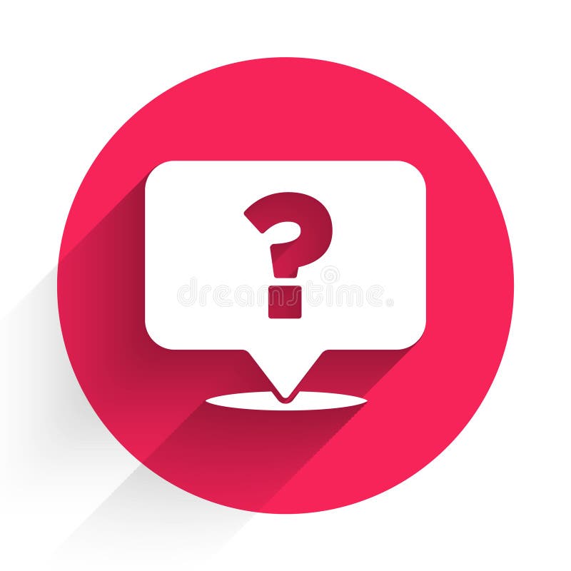White Question Mark Icon Isolated with Long Shadow. FAQ Sign. Copy ...