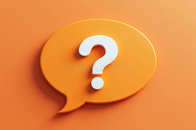 White Question Mark Inside Orange Speech Bubble on Orange Background ...
