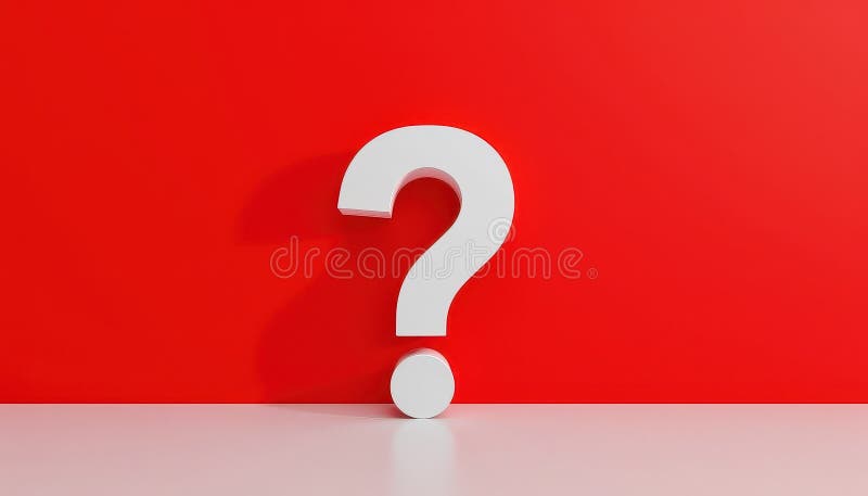 White Question Mark on a Red Background with a Clean White Surface ...