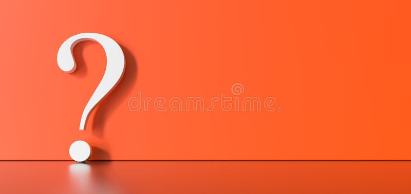 White Question Mark on Red Background with Empty Space on Left Side. 3D ...