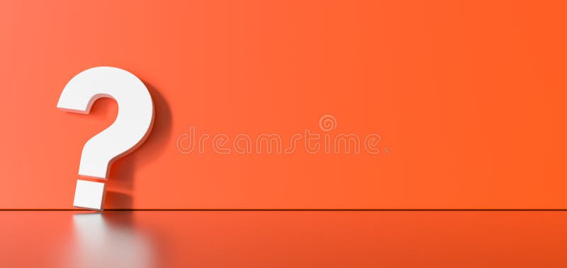 White Question Mark on Red Background with Empty Space on Left Side. 3D ...