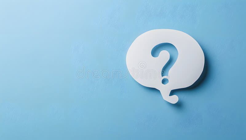 White Question Mark Speech Bubble on Blue Background Stock Illustration ...