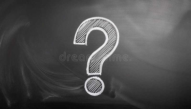 White Question Mark Symbol Drawn with Chalk Isolated Over Black. FAQ ...