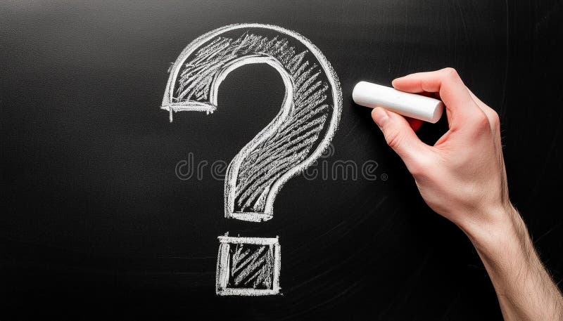 White Question Mark Symbol Drawn with Chalk Isolated Over Black. Hand ...