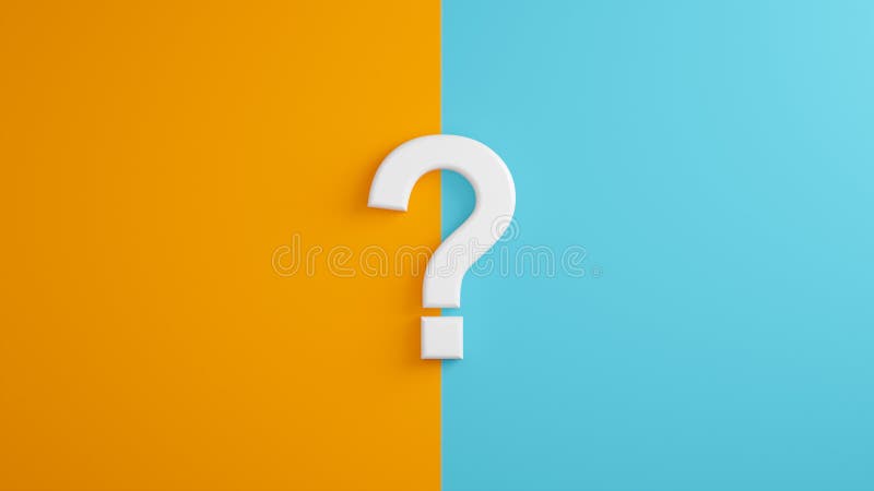 White Question Mark Symbol on Yellow and Blue Background. Problem ...