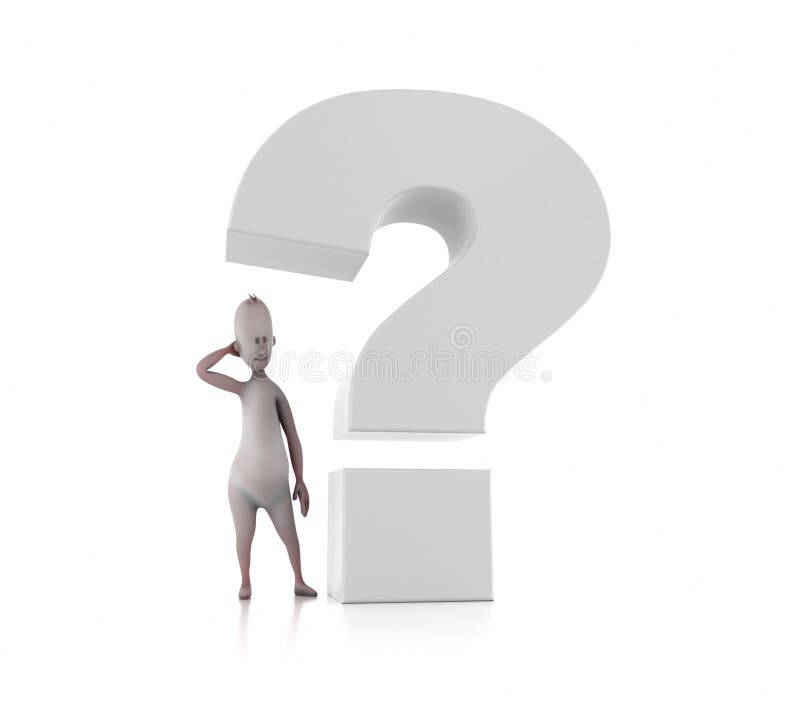 White Question Mark and Thinking Human Character Stock Illustration ...