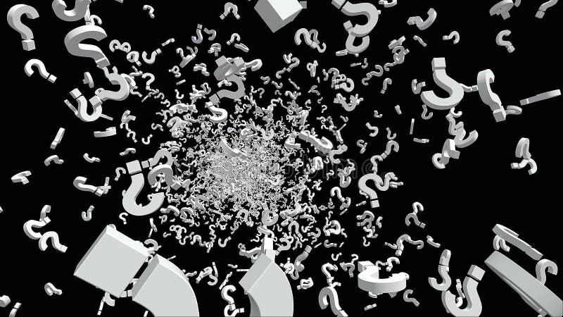 White Question Marks Falling Down on Black Alpha Background Stock ...