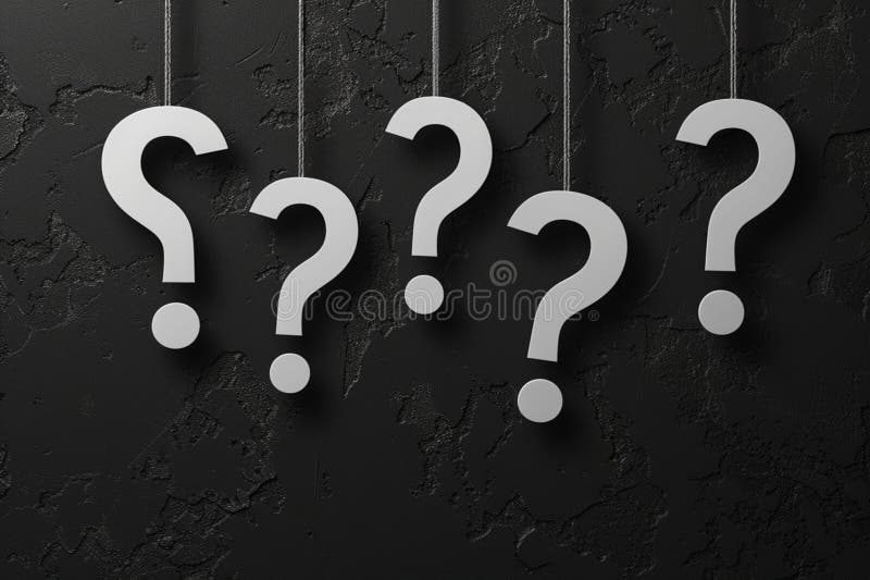 White Question Marks on Black Wall Background Unique FAQ Concept Stock ...