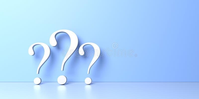 White Question Marks on Blue Background with Empty Space on Right Side ...