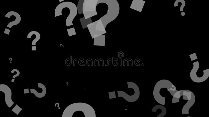 White Question Marks Falling Down on Black Alpha Background Stock ...
