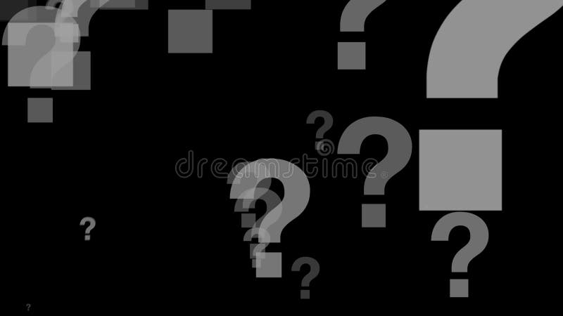 White Question Marks Falling Down on Black Alpha Background Stock ...