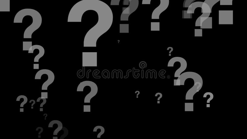 White Question Marks Falling Down on Black Alpha Background Stock ...