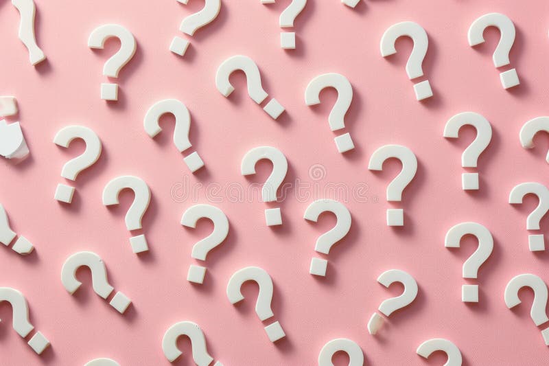 White Question Marks on Pink Backdrop, Illustrating Questioning ...