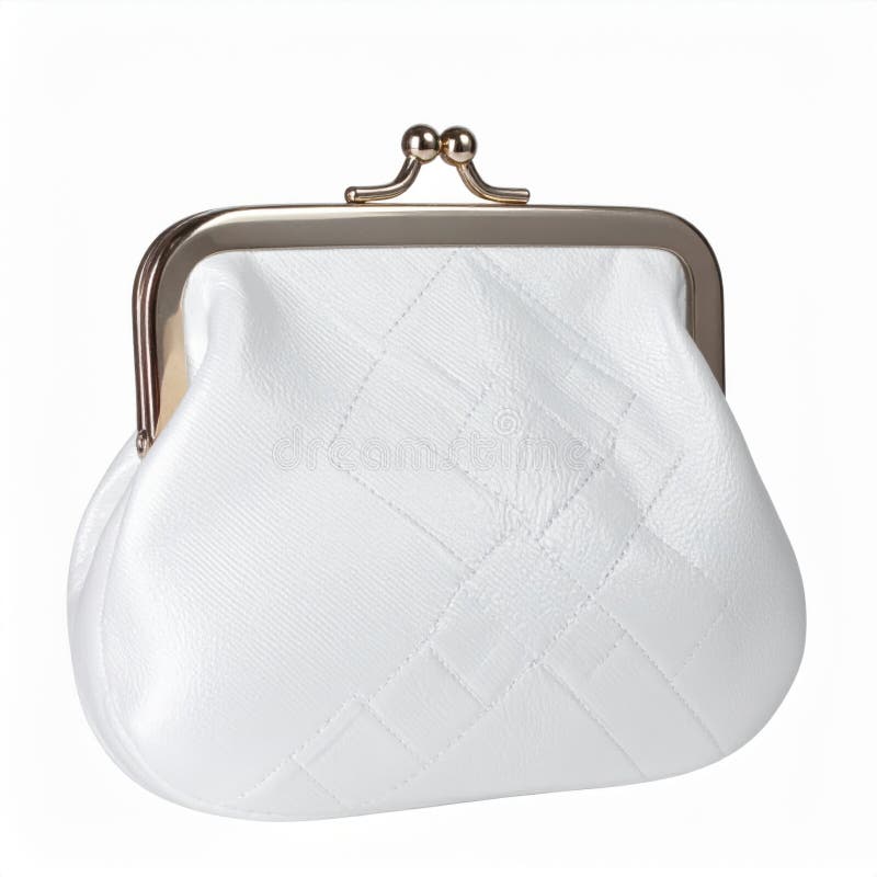 White Quilted Coin Purse with Gold Frame Stock Illustration ...