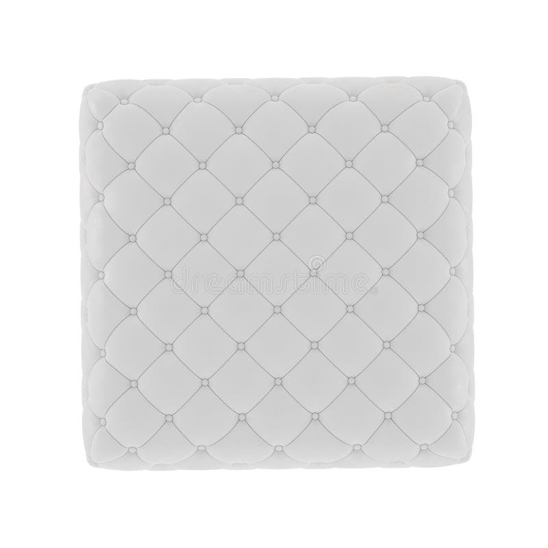 White Quilted Square Leather Pouf on a White Background. Top View. 3d ...