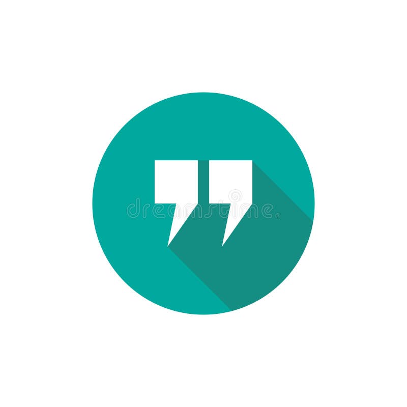 White Quote Marks in Blue Circle with Shadow Isolated on White. Flat ...