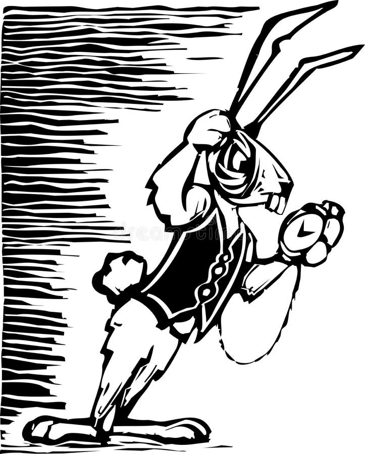 Woodcut White Rabbit Herald Stock Illustration - Illustration of untidy ...
