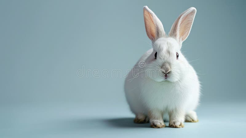 White Rabbit Nestled in a Twig Nest Surrounded by Decorated Easter Eggs ...