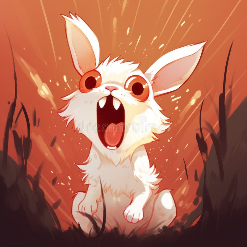 Cute White Bunny Illustration in Manga Style by Lauren Faust Stock ...