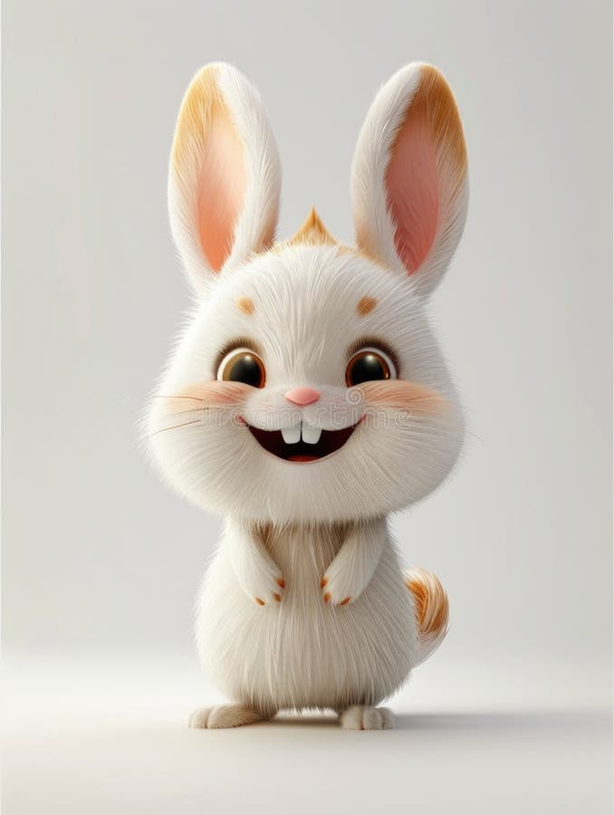A White Rabbit with a Big Smile on Its Face Stock Illustration ...