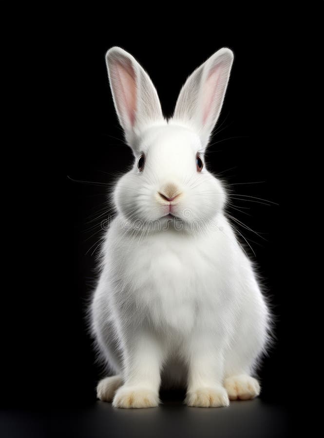 White Rabbit on black stock illustration. Illustration of rodent ...