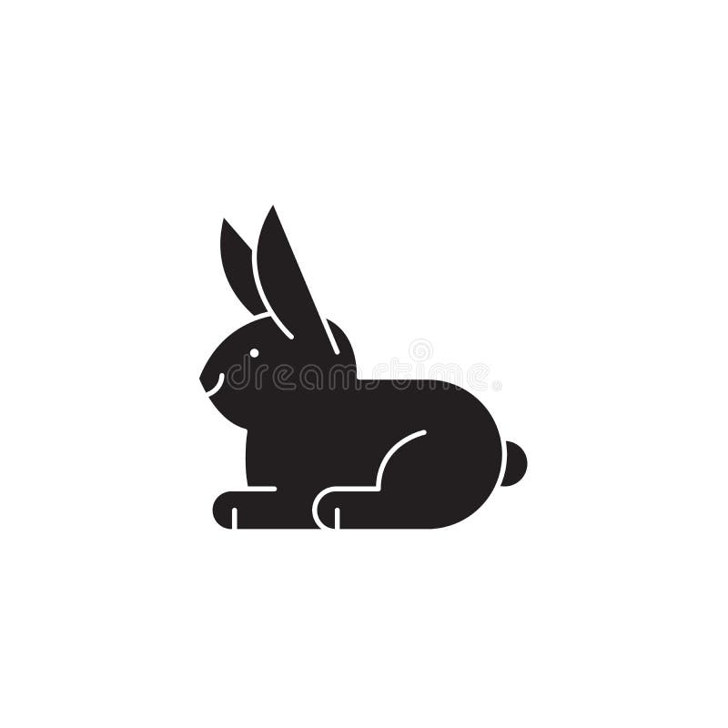 White Rabbit Vector Line Icon, Sign, Illustration on Background ...