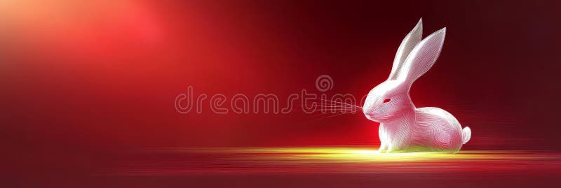 White Rabbit on Bright Background a Stylized White Rabbit Sits on a ...