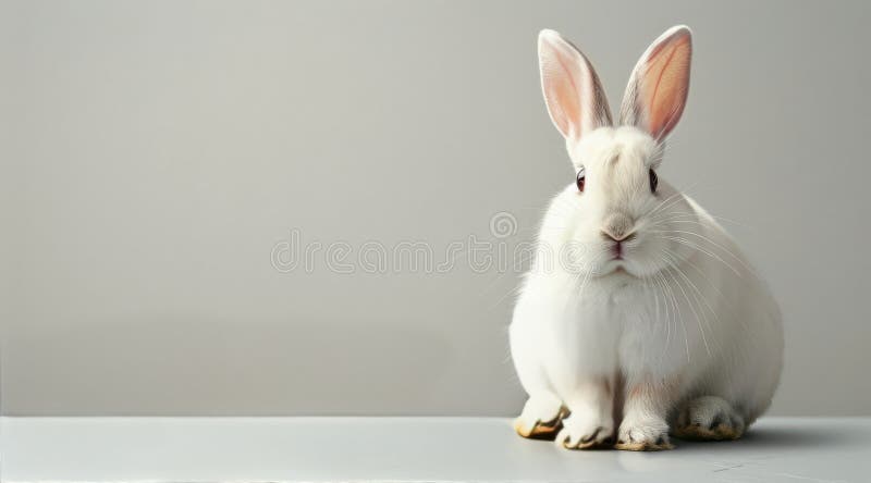 White Rabbit Sitting on Top of a Table Stock Image - Image of resting ...
