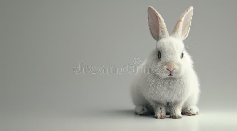 White Rabbit Sitting on Top of a Table Stock Photo - Image of docile ...