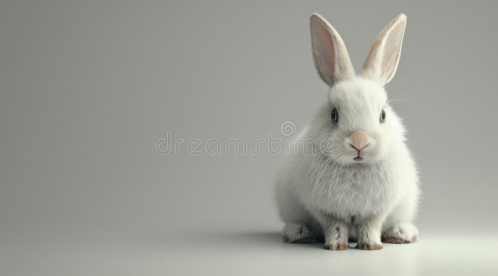 White Rabbit Sitting on Top of a Table Stock Photo - Image of docile ...