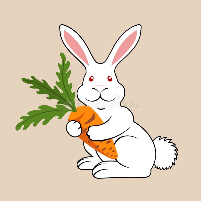 White Rabbit with Carrot stock illustration. Illustration of food ...