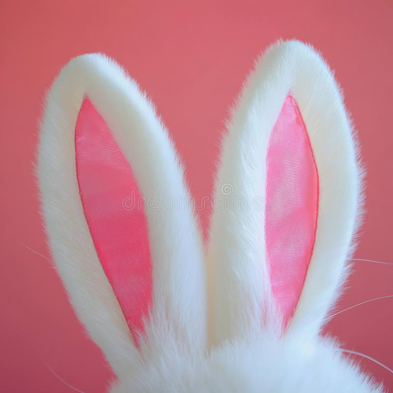 White Rabbit Ear Depicted in 3D on a Pastel Pink Easter Day Background ...