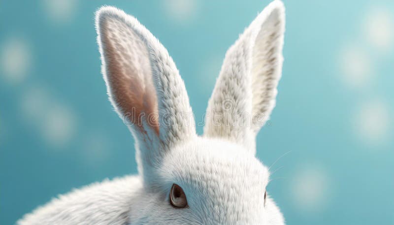 White Rabbit Ear on Pastel Blue Background. Easter Day Stock ...