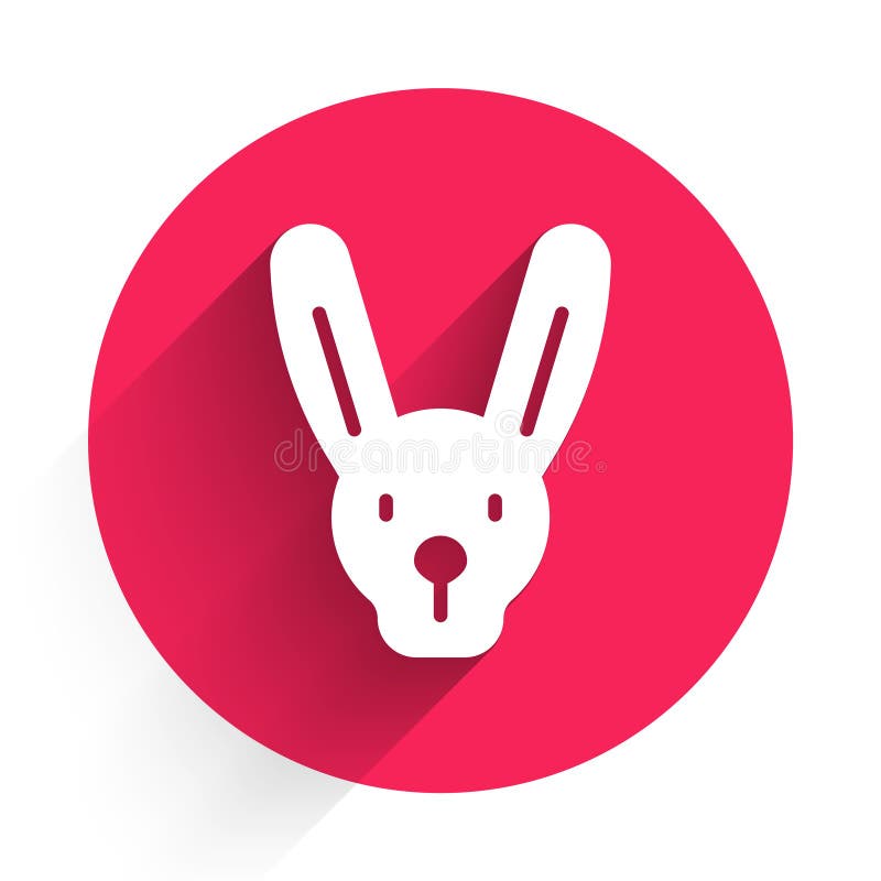 White Rabbit with Ears Icon Isolated with Long Shadow. Magic Trick ...