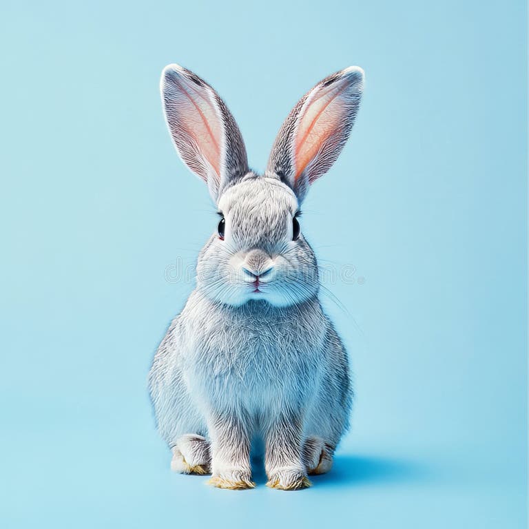 White Rabbit Ears on a Light Blue Canvas with Blank Space for Text ...