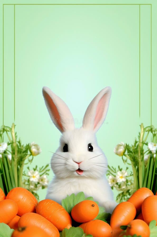 White Rabbit with Easter Eggs Easter Bunny with Easter Eggs Easter ...