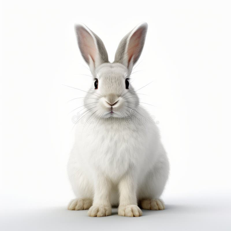 Realistic 3d Render of White Rabbit on White Background Stock ...