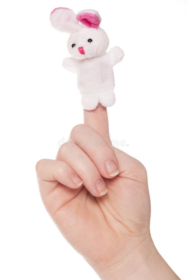 Hand Puppet Of White Rabbit Stock Photo - Image of leisure, childhood ...