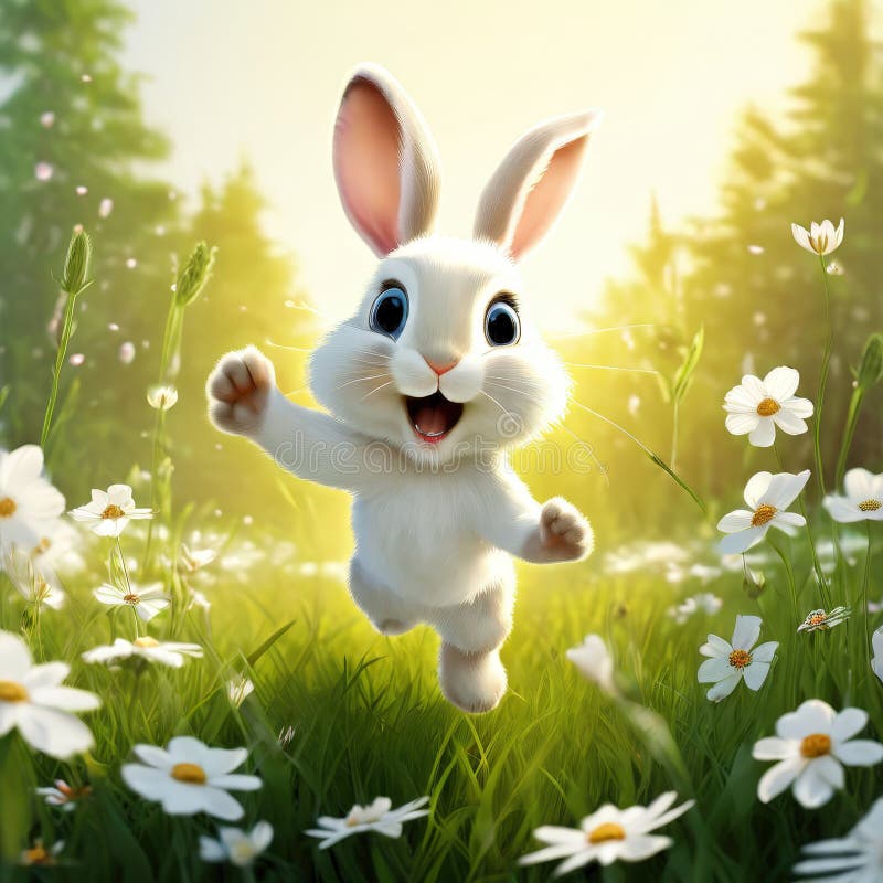 White Rabbit in Flower Garden, the AI Image Generator Editorial Image ...