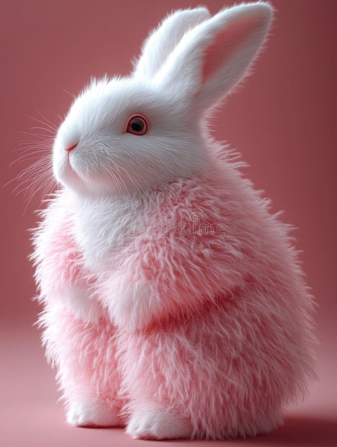 White Rabbit in Fluffy Pink Feather Ensemble Stock Photo - Image of ...