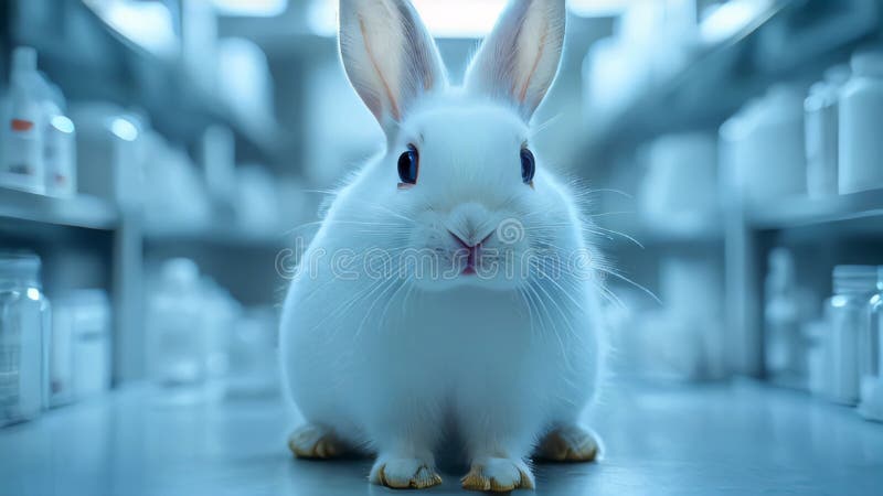 White Rabbit in a Futuristic Lab Environment, Surrounded by Advanced ...