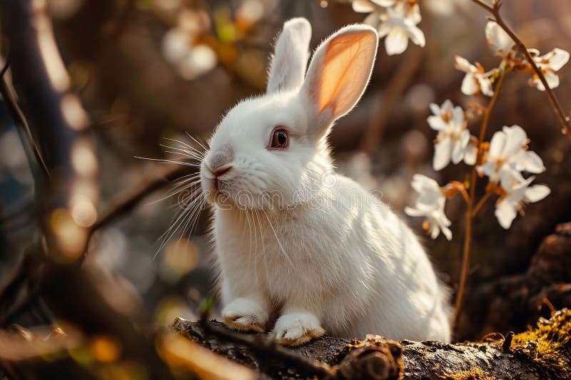 White rabbit in the garden stock photo. Image of tradition - 302538814