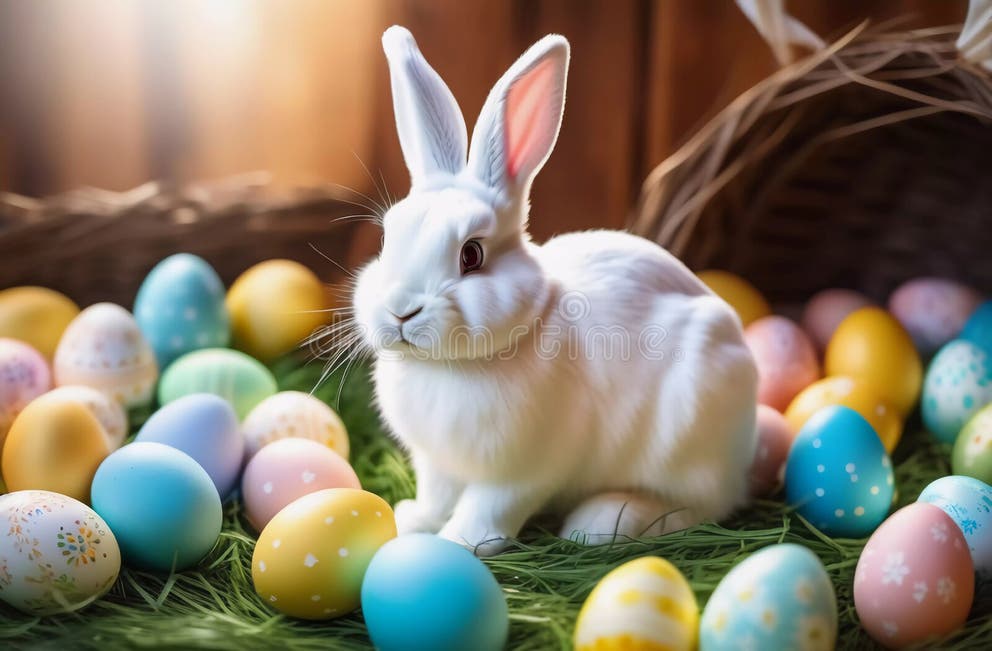 White Rabbit. Generative AI Stock Image - Image of decoration, greeting ...