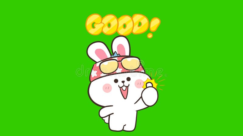 White Rabbit with Good Sign on Green Screen - Perfect for Keying and ...