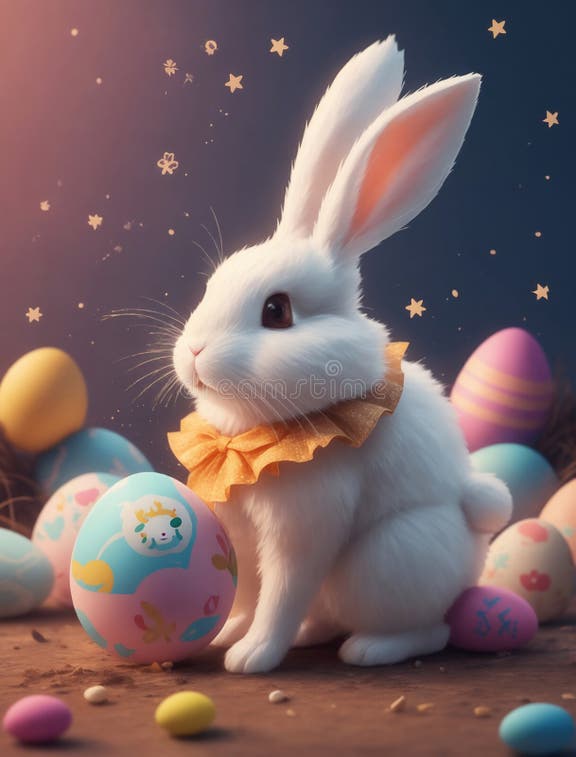White Rabbit Graphics with Easter Eggs Stock Illustration ...